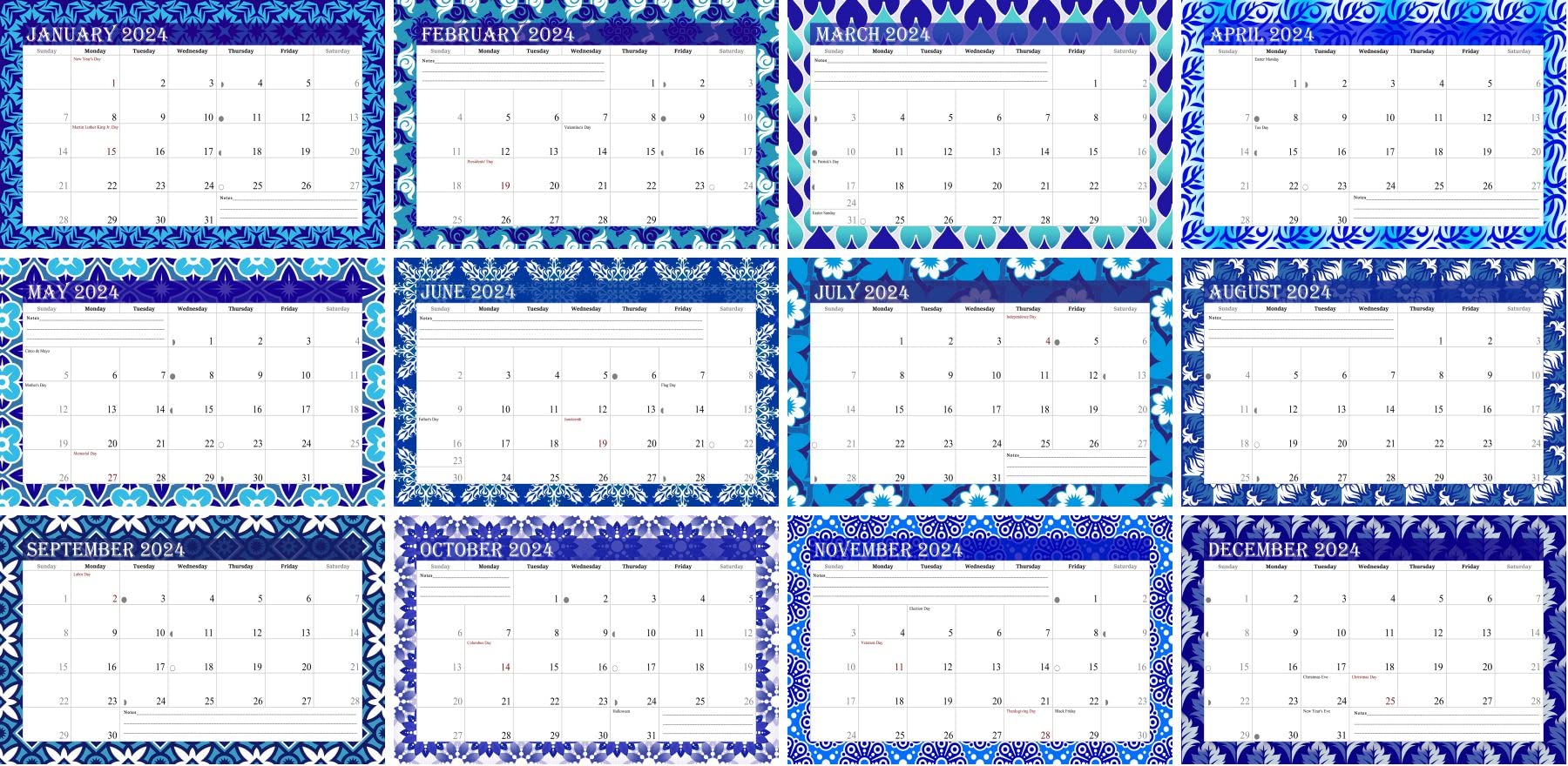 2024 Photo Frame Wall Spiral-bound Calendar (Add Your Own Photos) - 12 Months Desktop/Wall Calendar/Planner - (Edition #07)