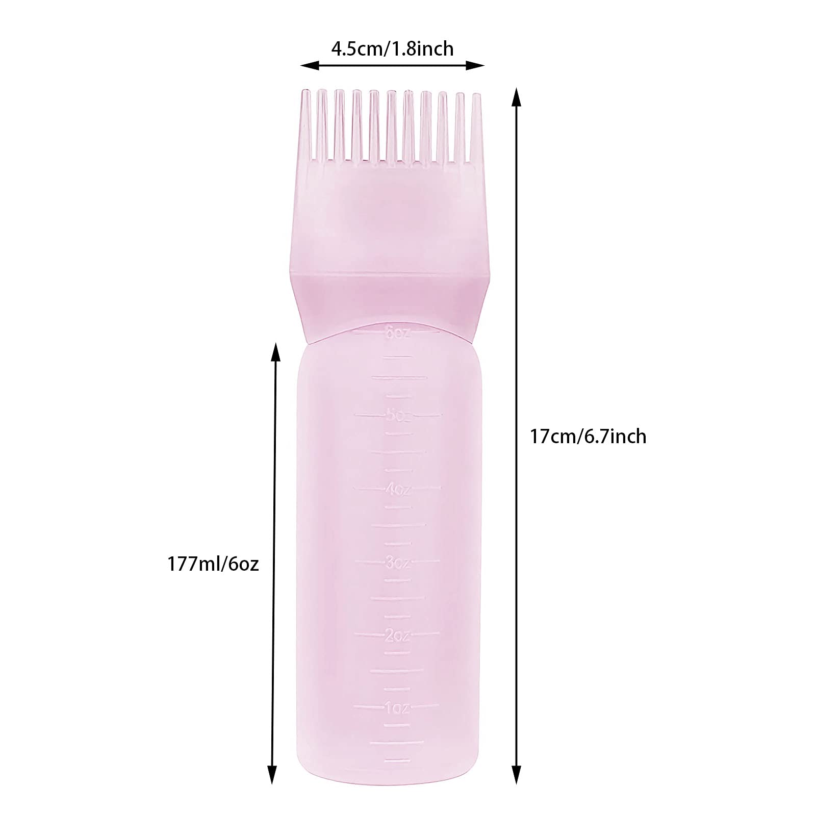 Yebeauty Root Applicator Bottle, 2 Pack 6 Ounce Comb Applicator Bottle for Hair Dye Bottle Applicator Brush with Graduated Scale- Pink