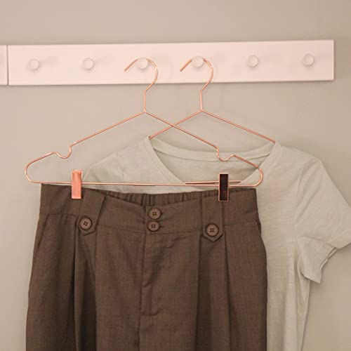 Koobay 16.5" Adult Rose Gold Metal Wire Clips Clothes Hangers, 25 Pack, Shiny Wire Clips Coat Suit Clothes Hangers Storage