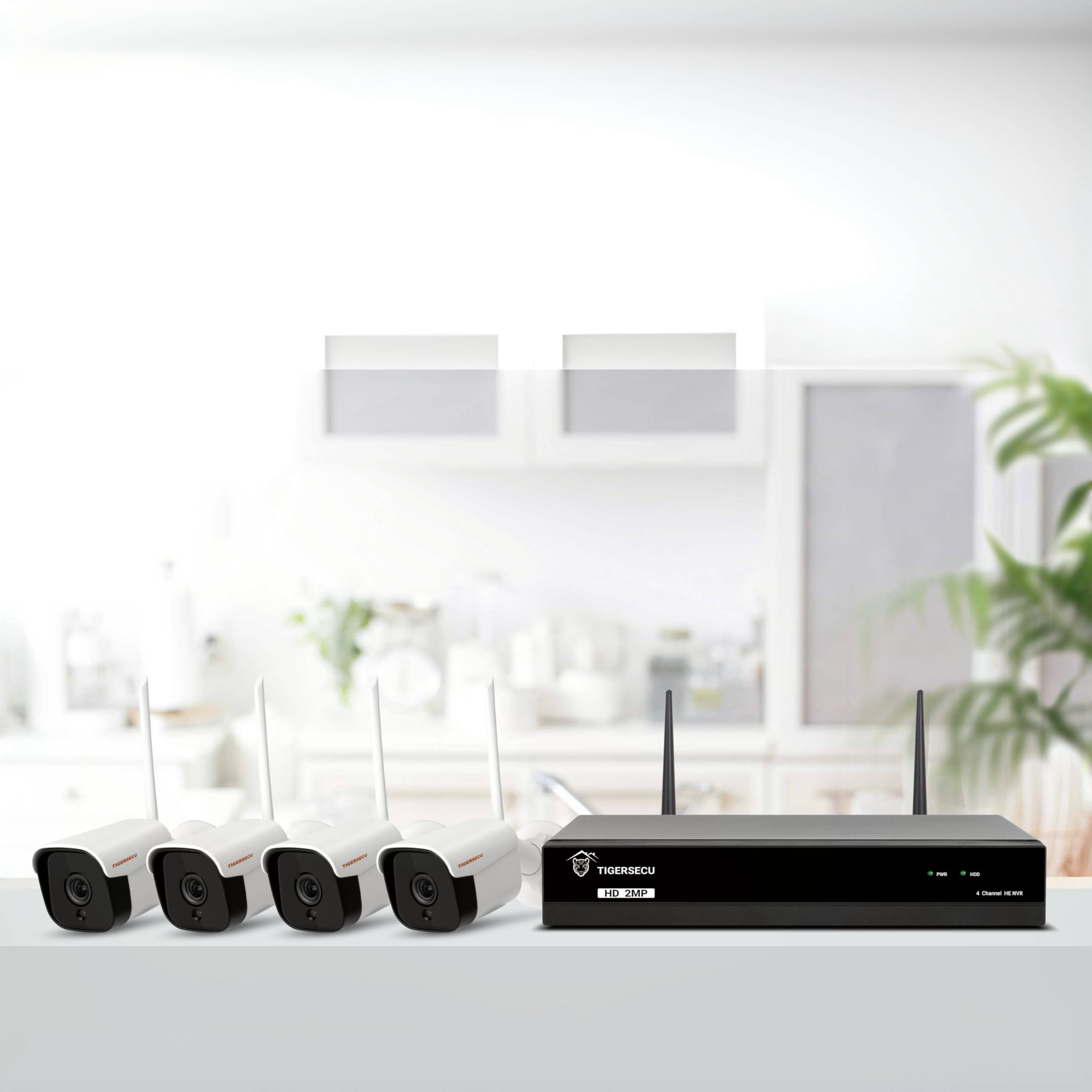 TIGERSECU 1080P WiFi NVR Security Camera System with 1TB Hard Drive, 8 Channel NVR, Weatherproof Cameras, Two Way Audio, Siren, AI Human Detection