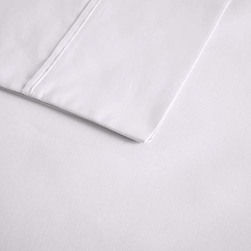 Beautyrest BR 600 TC Cooling Cotton Blend Solid Sheet 16 Inch Deep Pocket Hypoallergenic, All Season, Soft Bedding-Set, Matching Pillow Case, Queen, White 4 Piece,BR20-0987