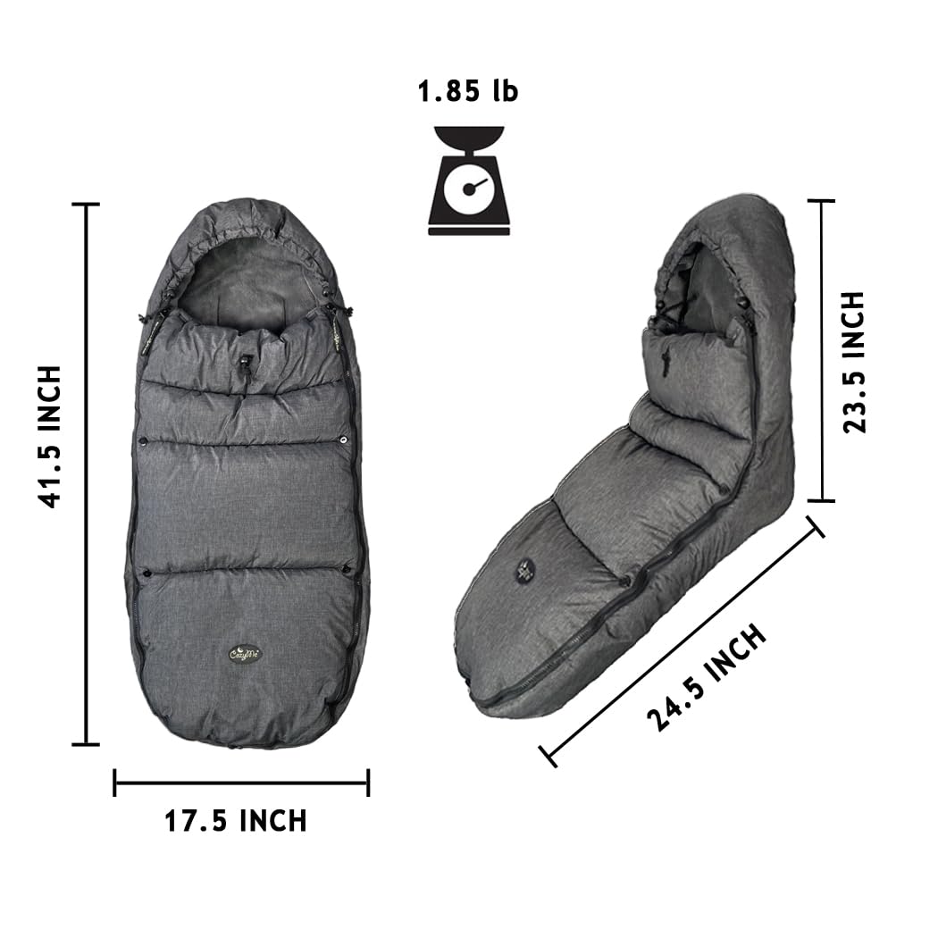 CozyMe Stroller Footmuff, Stroller Blanket with Hoodie for Toddler Winter Stroller Cover, Stroller Bunting Bag with Fleece Lined Front Height Adjustable & Removable Baby Bunting Bag for 6M-4T