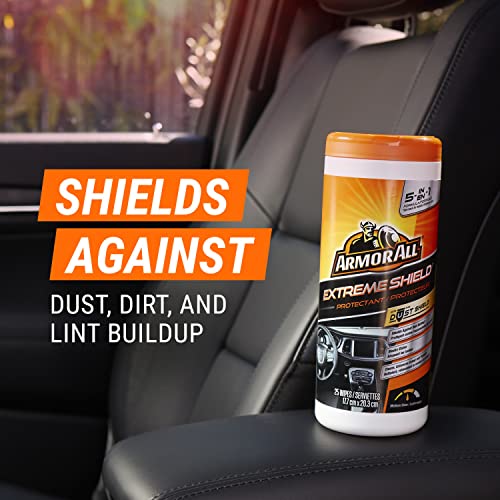 Extreme Shield Protectant Wipes by Armor All, Interior Car Cleaning Wipes with UV Protection Against Cracking and Fading, 25 Count