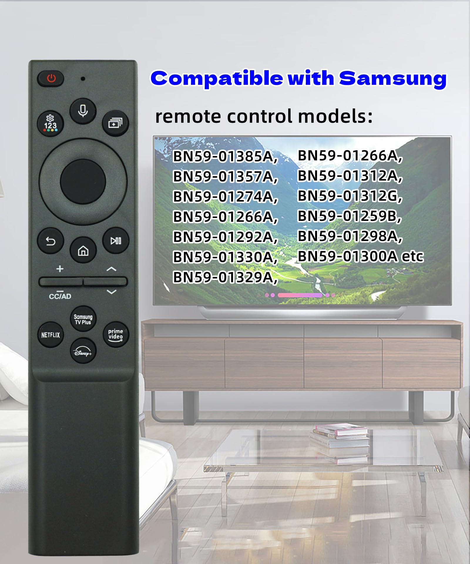 2023 New BN59-01385A(No solar) Replacement Voice Remote fit for Samsung Smart TV,Compatible with Samsung Crystal UHD/QLED/Neo QLED/The Frame/4K/8K Series TVs-1 year warranty