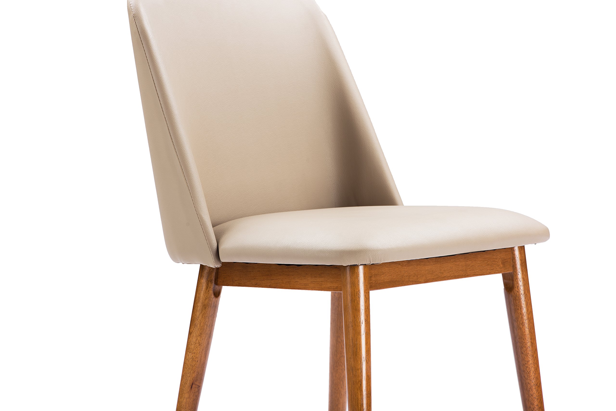 Baxton Studio Lavin Mid-Century Dark Walnut Wood and Beige Faux Leather Dining Chairs (Set of 2)