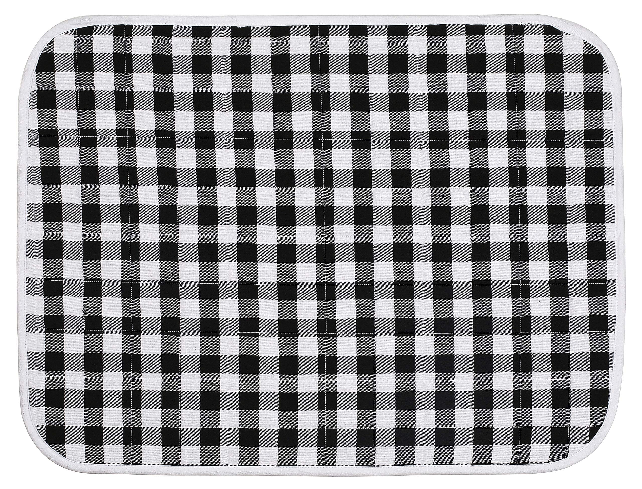 2-Piece Dish Drying Mat Set 16"x18" Buffalo Classic Check Plaid - Black,dish drying mat,buffalo check drying mat,buffalo plaid drying mat,plaid drying mat,buffalo plaid dish drying mat