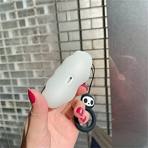 AirPods 3rd Generation Case Cover, Luminous Cute Ghost Case with Lanyard Keychain Designed for Airpods 3, Soft Silicone Anime Funny 3D Cartoon AirPods 3 Case for Women Men Kids Teens (Black Ghost)