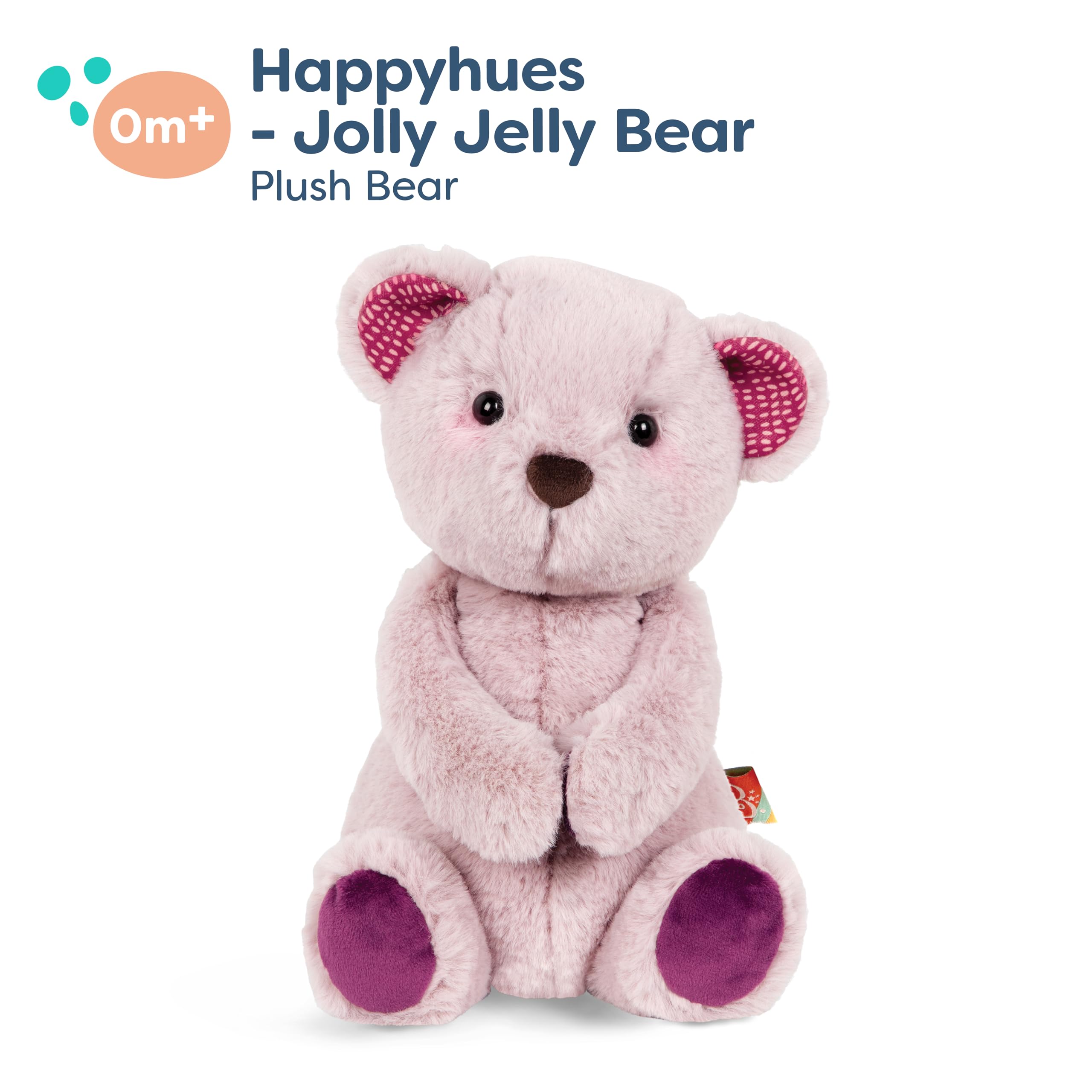 B. toys- B. softies-12" Plush Bear- Soft & Cuddly Plush Teddy Bear – Huggable Stuffed Animal Bear Toy – Washable – Babies, Toddlers, Kids-Happy Hues- Jolly Jelly Bear- 0 Months +