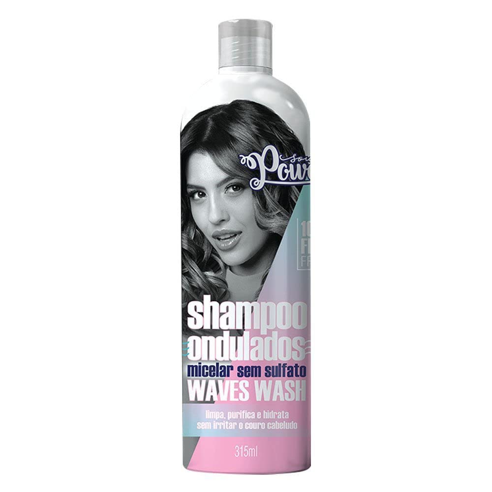 Soul Power Waves Help Micellar Anti-Frizz Shampoo 315ml Vegan Friendly GMO Free Cruelty Free - Hydrating with Natural Oils - Imported from Brazil