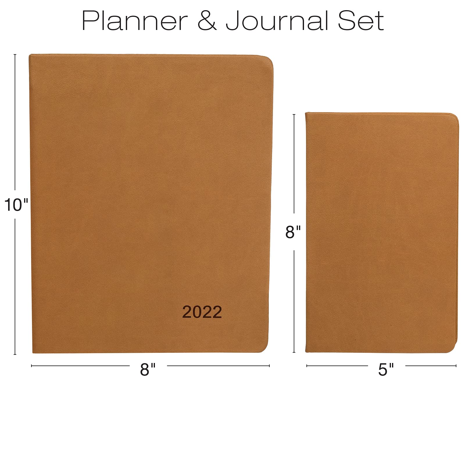 2022 Planner: Extra Thick Paper 8"x10" Resolute Planner with, 14 Months (November 2021 Through December 2022) Weekly Calendar/Weekly Planner Organizer with 5"x8" Journal (Brown)