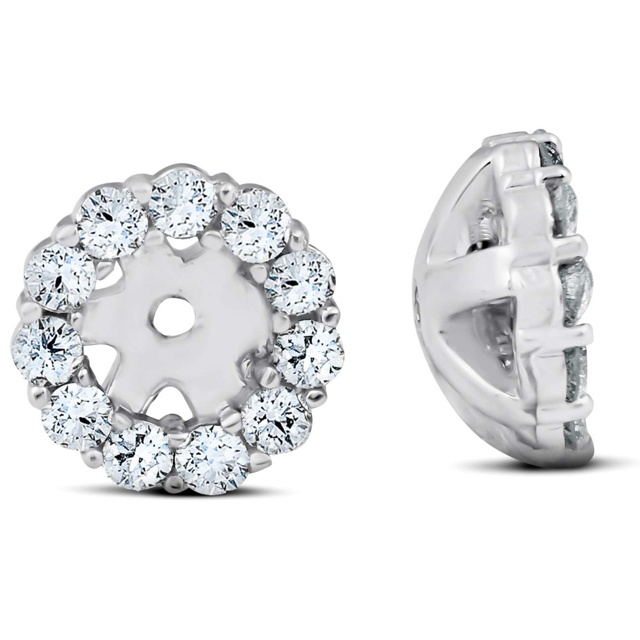 3/8ct Halo Diamond Earring Jackets 14K White Gold (4mm)
