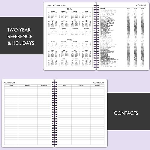 2024 Planner - 2024 Planner Spiral Bound, Jan. 2024 - Dec. 2024, 8”× 10”, 2024 Weekly & Monthly Planners for Women/Man with Printed Monthly Tabs, Strong Twin-Wire Binding, Waterproof Cover