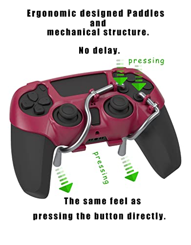 EXknight Leverback FPS Mechanical Paddles Attachment, Back Buttons Gaming Paddles for PS5 Controller (Red)