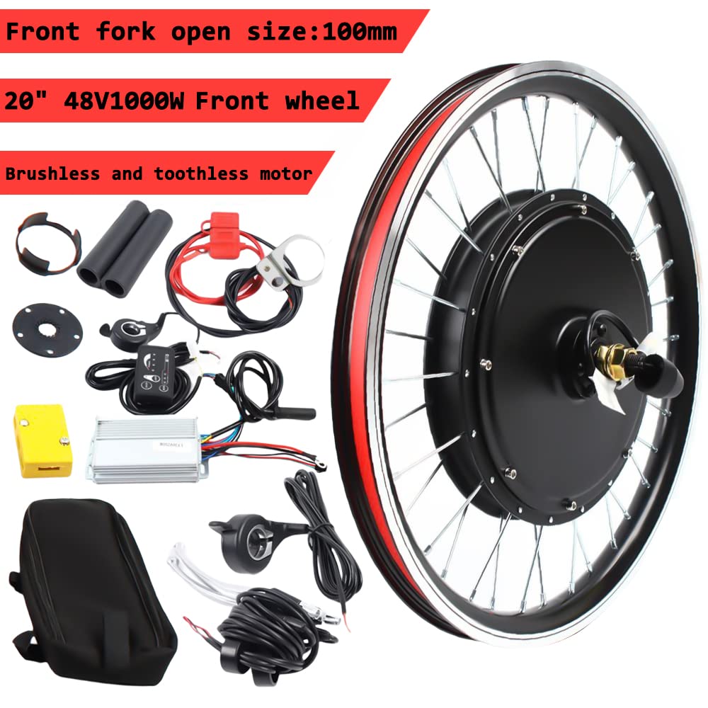 20'' Electric Bike Kit 48V 1000W E-Bike Conversion Kit Electric Bike Motor Front Wheel Kit with LED Display