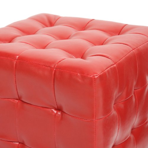 Baxton Studio Siskal Modern Cube Ottoman, Red, Set of 2