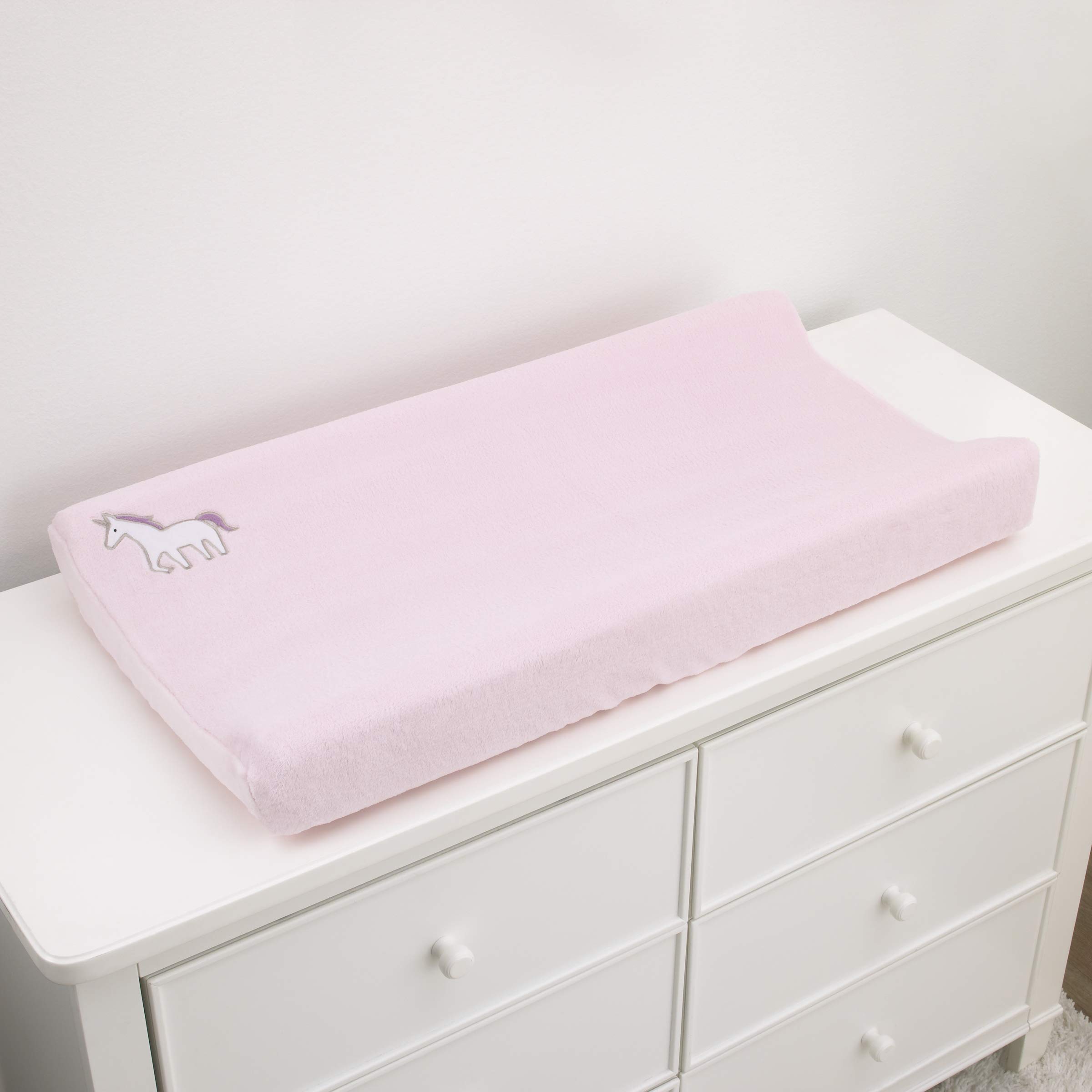 Carter's Unicorn Snuggles Pink, Aqua, Grey 4Piece Nursery Crib Bedding Set - Comforter, 100% Cotton Crib Sheet, Dust Ruffle, Changing Pad Cover, Pink, Aqua, Grey,