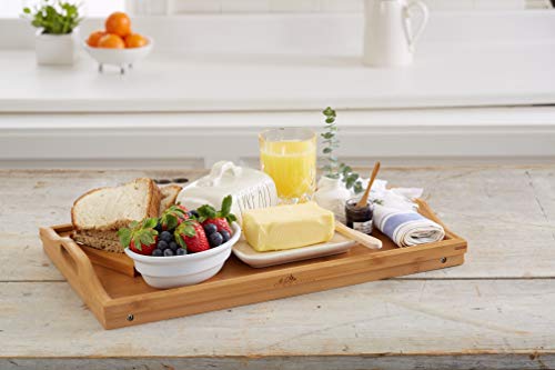 Kozy Kitchen Foldable Breakfast Tray- Large Organic Bamboo Folding Serving Tray- Laptop Desk, Bed Table, Lap Desk| 100% Natural and Eco-Friendly Tray with Handles and Legs