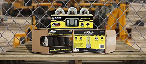 BRINKS Heavy Duty Padlocks & Keys 4 Pack 70mm Stainless Steel Keyed Alike Commercial Discus Keyed Lock for Storage Shed Garage Locker Sliding Doors Cabinets & More Round with Boron Shackle, Black