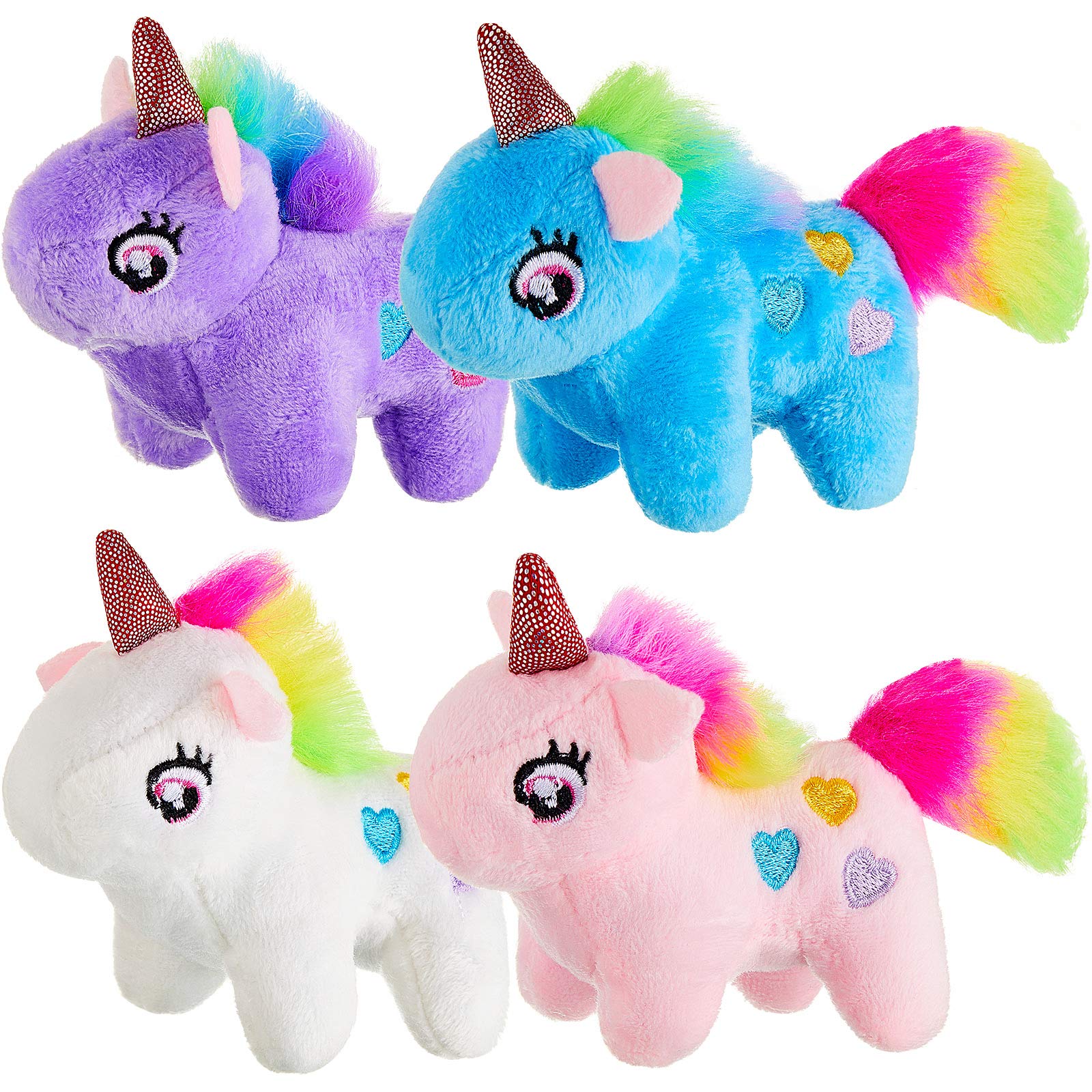 8 Pieces Mini Plush Unicorn Toys Animal Stuffed DIY Keychain Accessories Cotton Unicorn Decorations for Birthday Baby Shower Xmas Wedding Party Favors(Heart Style)
