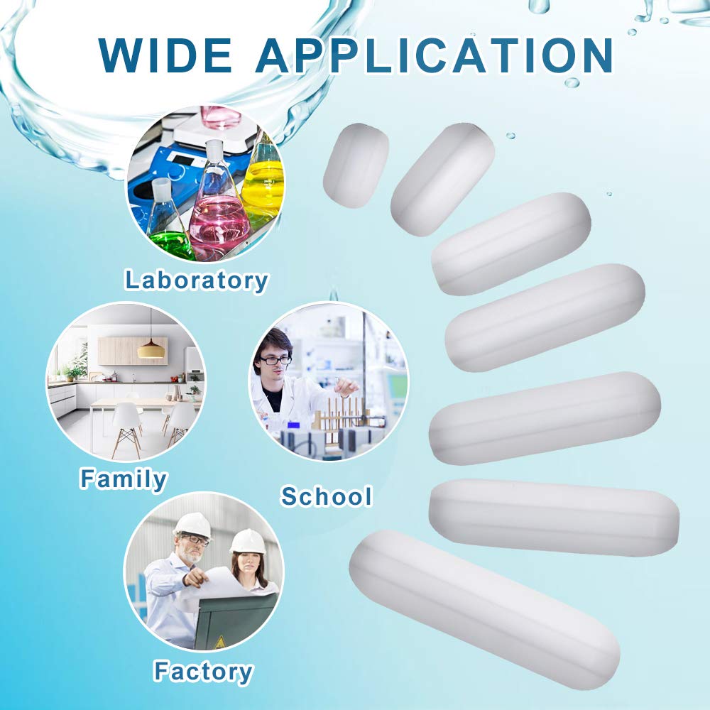 WEST TUNE 7Pcs Different Sizes PTFE Magnetic Stirrer Mixer Stir Bar,Laboratory Stir Bars Set for Multiple Capacity