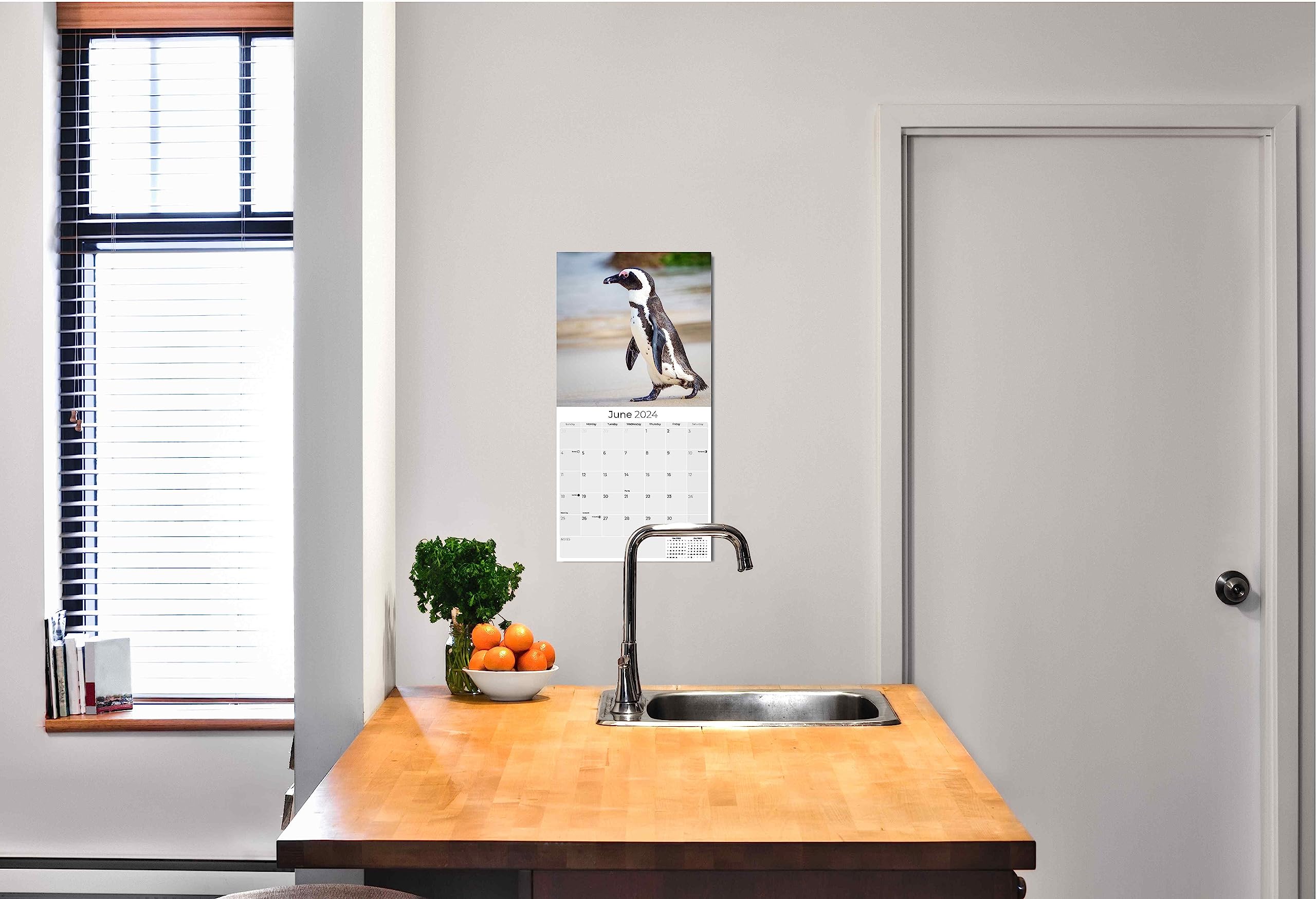 2023 2024 Penguin Calendar - Cute Wildlife Sealife Monthly Wall Calendar - 12 x 24 Open - Thick No-Bleed Paper - Giftable - Academic Teacher's Planner Calendar Organizing & Planning