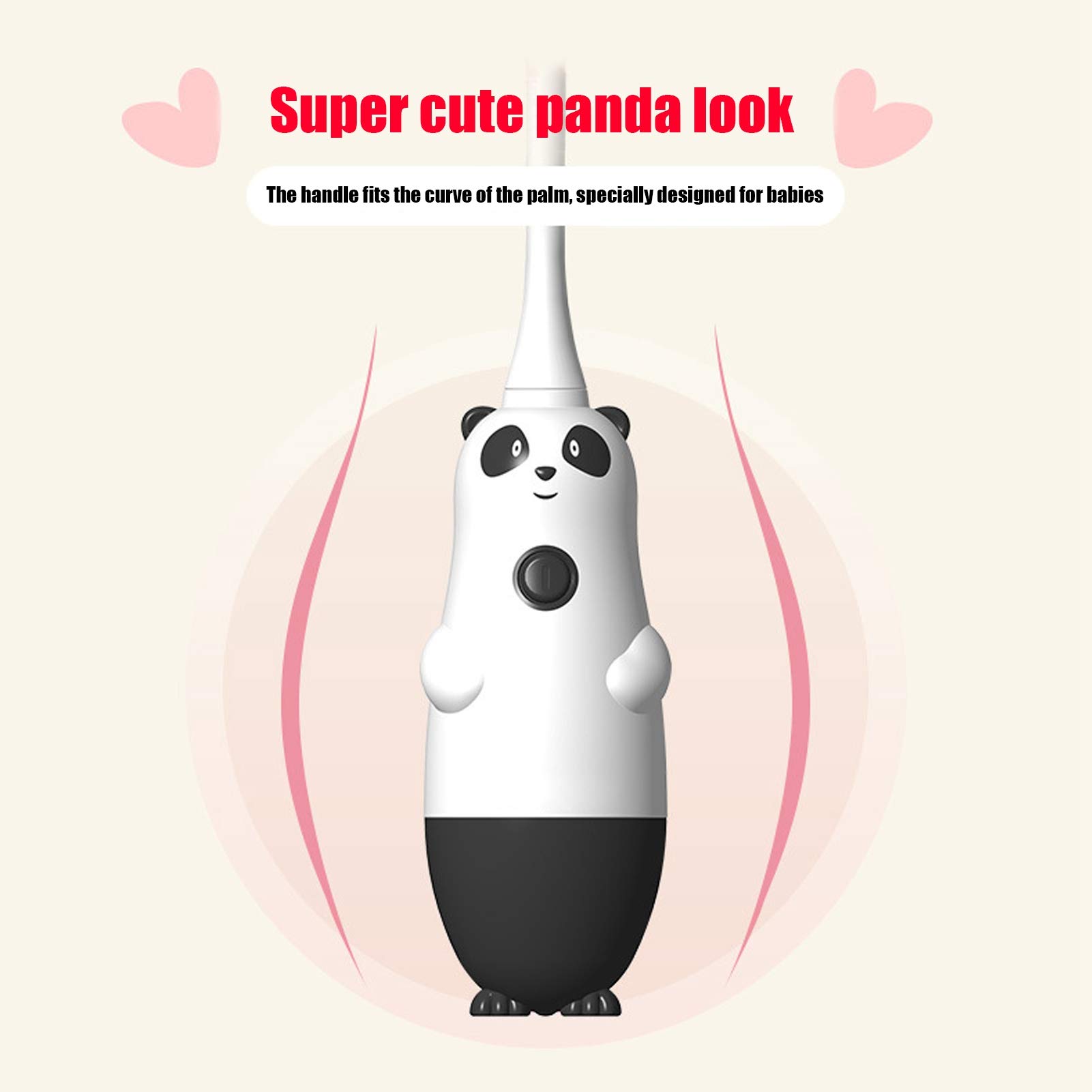 POCREATION Sonic Electric Toothbrush, Soft Bristles Tooth Brush, Panda Pattern Teeth Brush, Electric Kids Toothbrush, Oral Caring Tool for Children