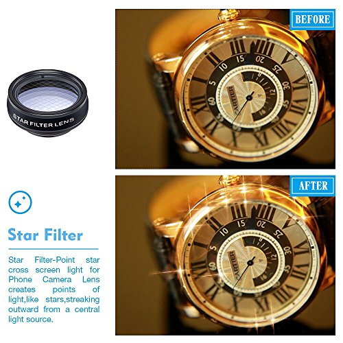 Apexel 10 in 1 Phone Camera Lens Kit Wide Angle/Macro/Fisheye/Telephoto/CPL/Flow/Radial/Star Filter/Kaleidoscope Lens for iPhone and Most Phone