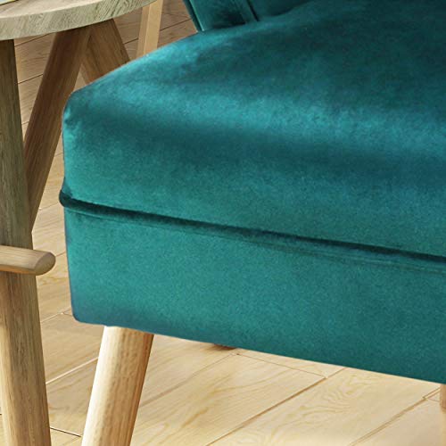Christopher Knight Home Mariposa Mid-Century Velvet Accent Chair, Teal / Natural