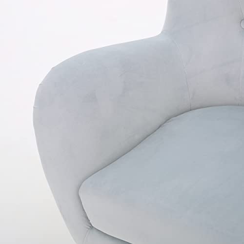 Christopher Knight Home Seigfried Velvet Arm Chair, Light Grey