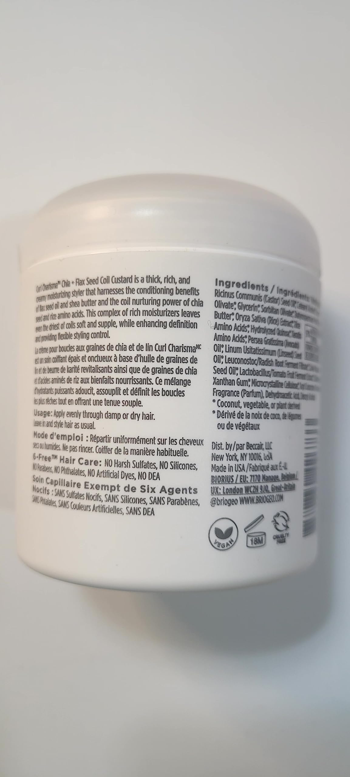 Briogeo Curl Charisma Chia + Flax Seed Coil Custard, Leave-In Styler for Nourishing and Defining Natural Curly and Coily Hair Textures, Vegan, Cruelty-Free, 6 oz