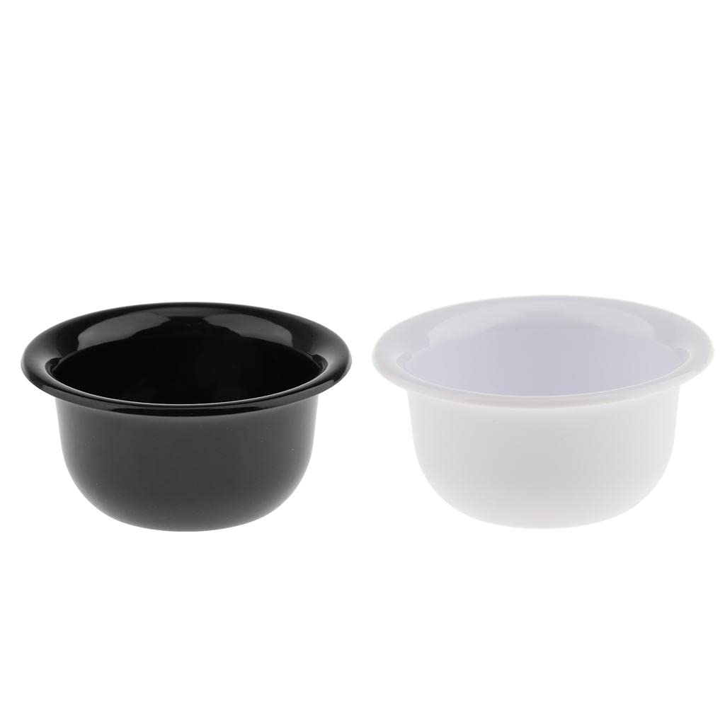 yotijar Men's Plastic Shaving Brush Mug Bowl Salon Barber Beard Shave Cup Black - White, as described