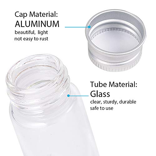 BENECREAT 20 Pack 15ml/0.5oz Glass Bottles Sample Vials with Screwed Aluminum Caps for Wishing Message Bottle, Sample Liquid, Arts & Crafts, Wedding Favors Decorations