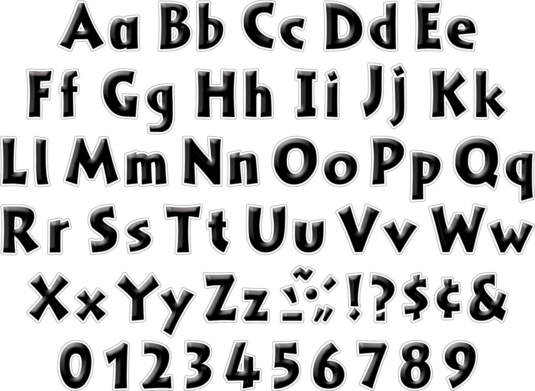 BARKER CREEK 4" Letter Pop-Outs 2 Pack, Black Tie Affair, Jazz Up Your Bulletin Boards with These Colorful Letters, 510 Upper and Lowercase Letters, Numbers & Punctuation Marks, 4" (3637)