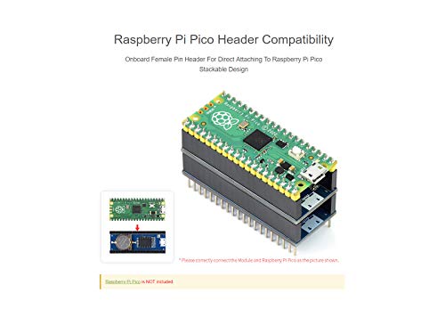 Precision RTC Module for Raspberry Pi Pico Mini Board, Incorporates High Precision Real-Time Clock Chip DS3231, Uses I2C Bus for Communication, with Female Pin Header Stackable Design