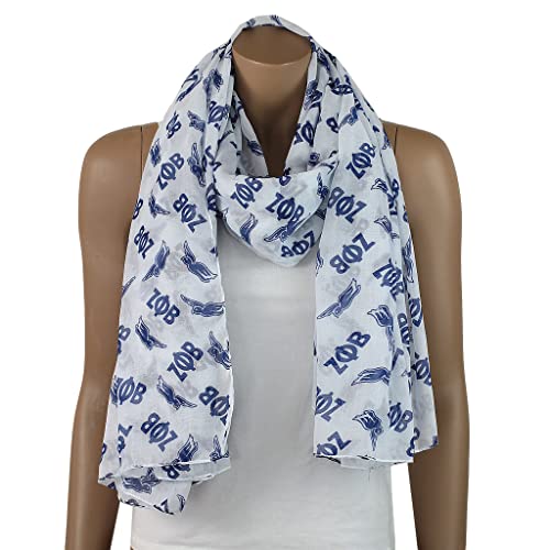 Divine Nine Depot Oversized Zeta Phi Beta Dove Long Scarf, White, Blue, 36x72 inches, D9D1920-white