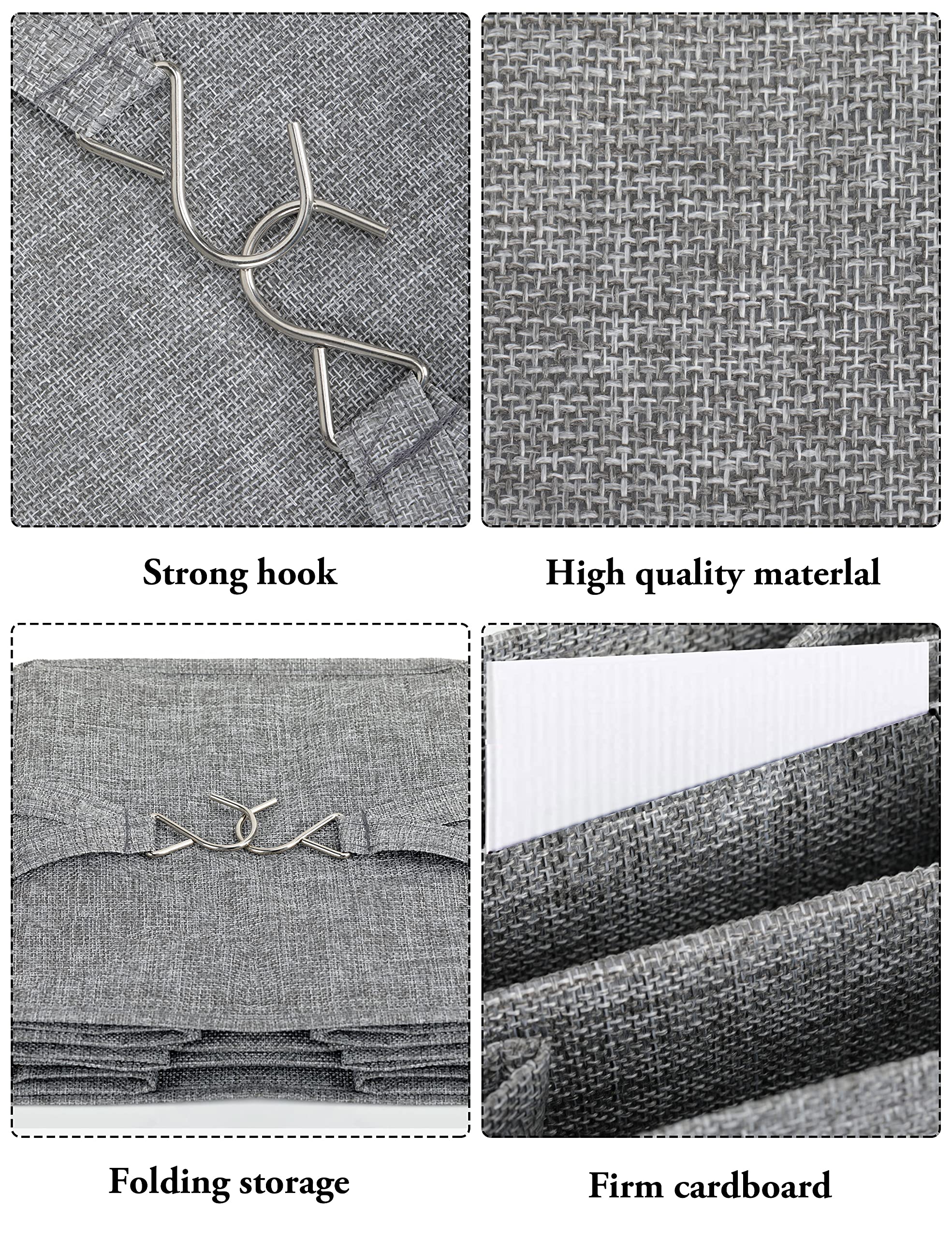 8-Shelf Hanging Closet Organizer with 2 Drawers, 3-Shelf and 5-Shelf Separable Closet Hanging Organizer,Fabric Cloth Hanging Shelf with 2 Sturdy Hooks for Home Clothes Toy Storage, Gray