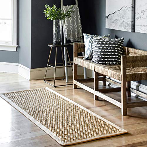 nuLOOM Hesse Checker Weave Seagrass Area Rug, 10' x 14', Natural