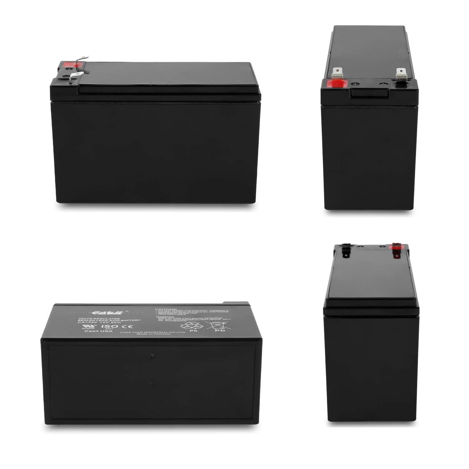 Casil CA1290 12v Rechargeable Battery 12V 9Ah AGM Battery - Rechargeable 12V SLA Battery - Sealed Lead Acid Battery - 12 Volt 9ah Battery with F2 Terminal