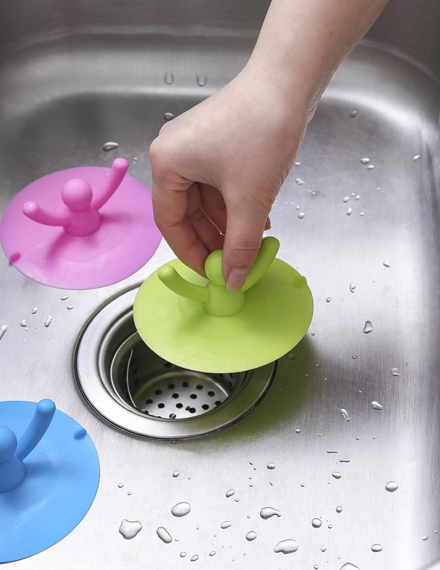 AKOAK 1 Pack Cute Human-Shaped Floor Drain Plug Household Kitchen Toilet Bathroom Shower Waterproof Silicone Sink Plug Bathtub Drain Plug Tool (Green)