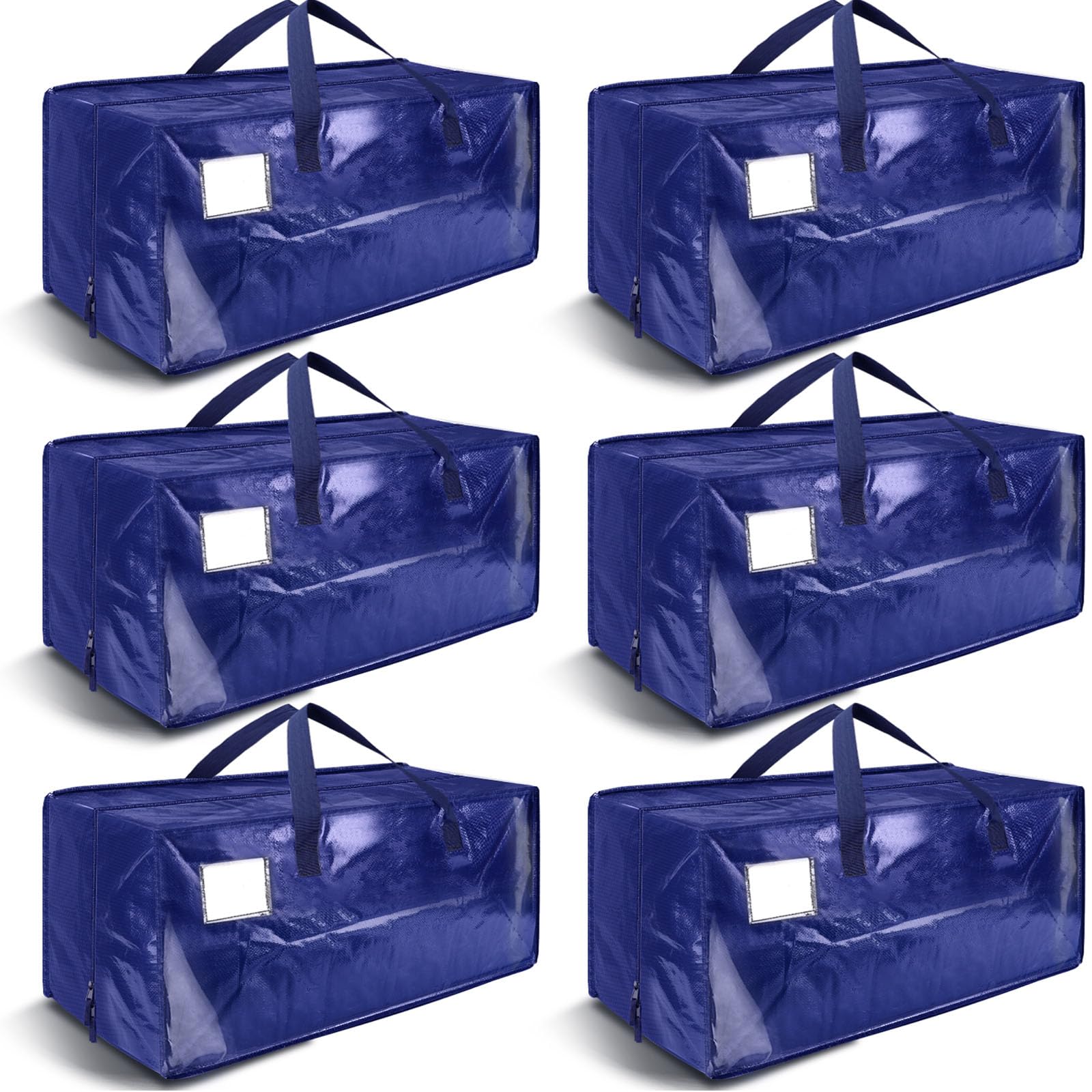 6 Pack Moving Bags, Heavy Duty Moving Totes with Backpack Straps, Waterproof Storage Bag with Label Window, Large Packing Bags with Zips for Clothes Storage Moving Travelling Camping Garden Tools