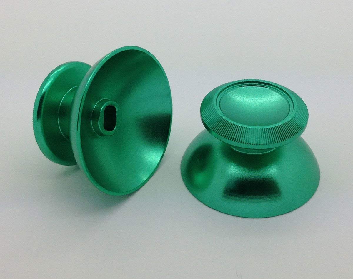 2PCS Aluminum Metal Analog Joystick Thumbstick Rocker Mushroom Caps Button for PS4 Xbox One Replacement (Green)
