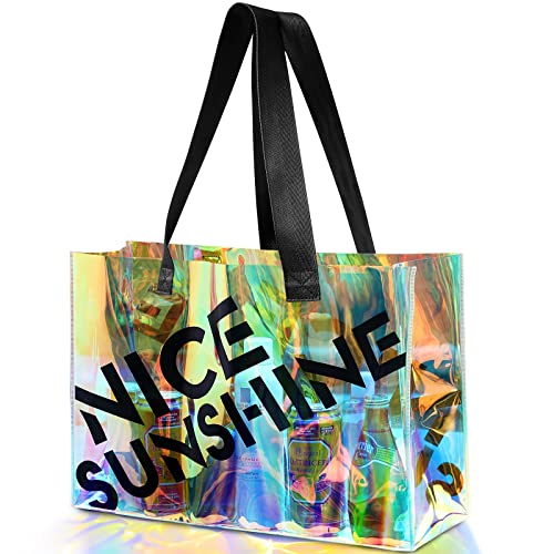 Beach Bags for Women - Extra Large Beach Tote Beach Bags Waterproof Sandproof, Beach Bag for Pool Travel Picnic Camping Daily, with Little Bag - Iridescence
