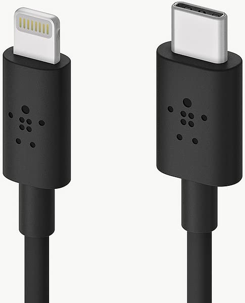 Belkin USB-C to Lightning Cable (4ft Fast Charging iPhone USB-C Cable for iPhone 11, 11 Pro, 11 Pro Max, XS, XS Max, XR, X, MacBook, iPad and more, Apple MFi-Certified), Black (F8J239bt04-BLK)