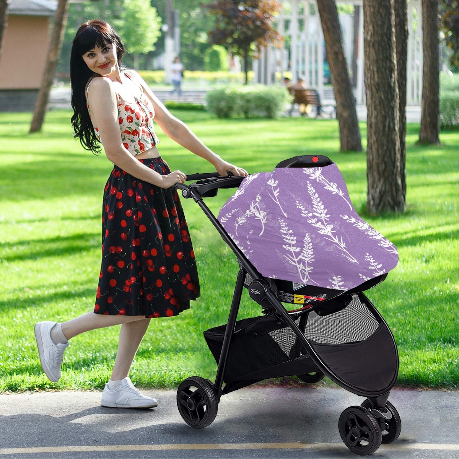 Nursing Cover Breastfeeding Scarf Lavender Flowers Purple- Baby Car Seat Covers, Stroller Cover, Carseat Canopy (2na7a)