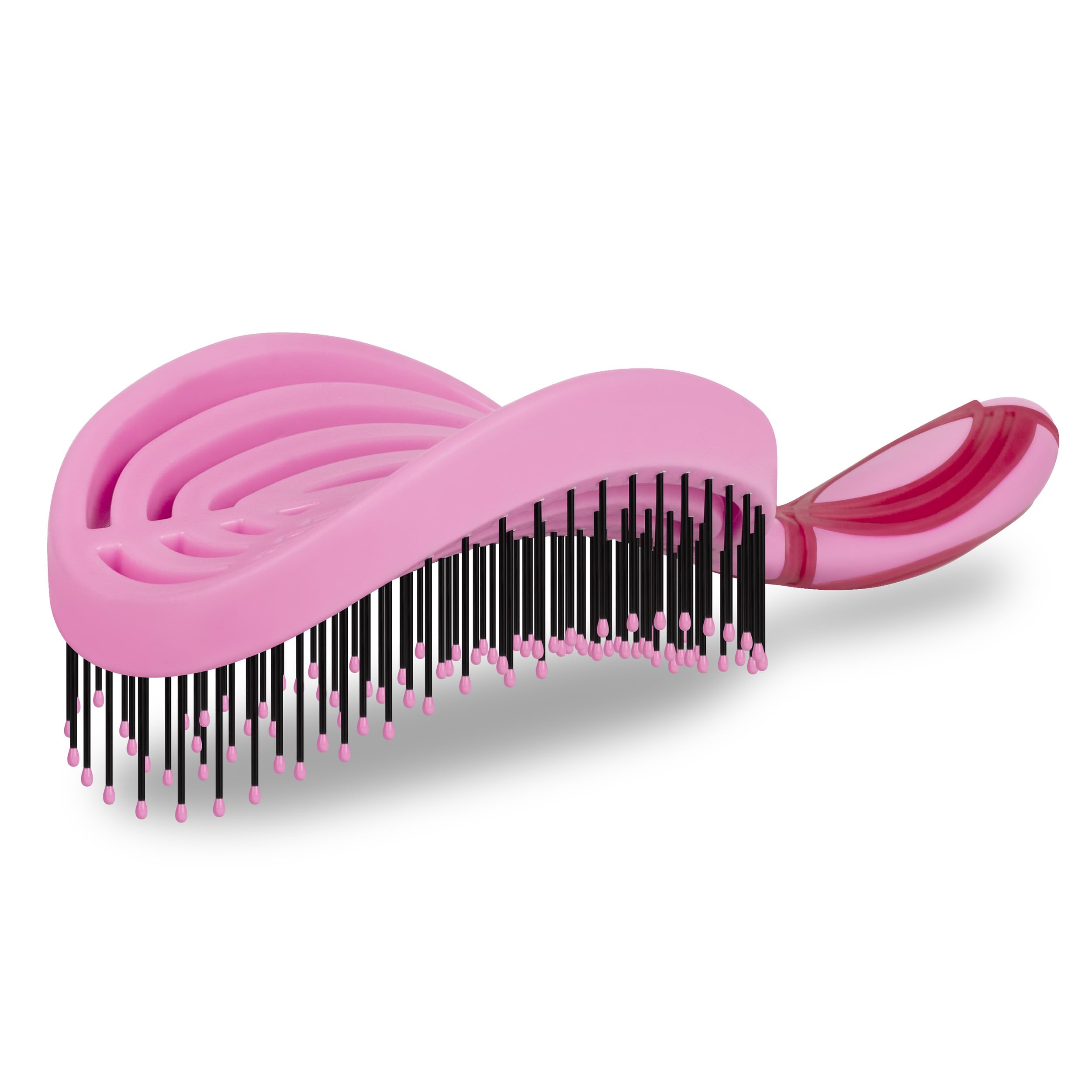 NuWay 4HAIR DoubleC PRO U.S. Patented Double Curved Detangling Brush is Hair Dryer Safe (Red Violet)