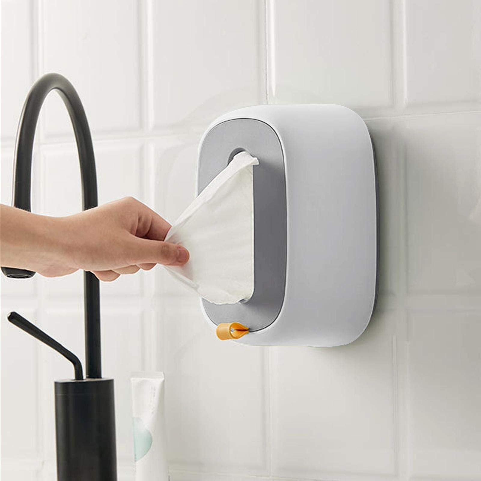 AKOYA Wicker Collection Wet Wipes Dispenser Holder - Wall-Mounted Wet Tissue Box Baby Wipes Box Home Office Desk, Dorm, Kitchen, Washroom, White, 20.2*10.5*13.2cm/7.95*4.13*5.20inch