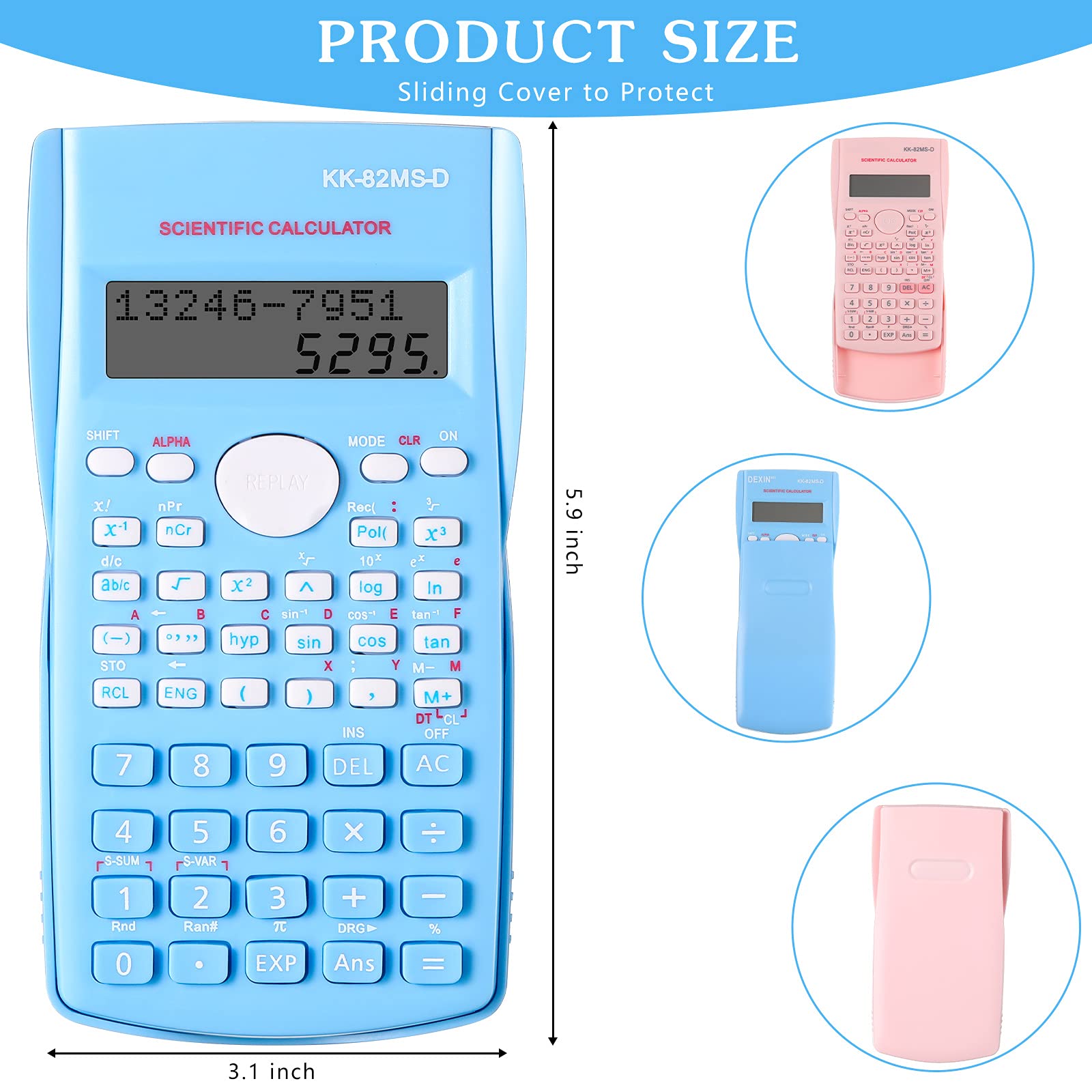 2 Sets Scientific Calculators Functional Engineering Scientific Calculator with Multiple Modes Graphing Function Portable Suitable for Student School Business Office Home Program System Pink and Blue