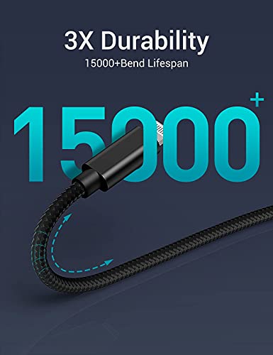 Quntis USB C to Lightning Cable [MFi Certified], 3Pack Nylon iPhone Charger Cord USB C 3/6/10 ft, Braided iPhone Charging Cable USB C Compatible with iPhone 14 Pro Max 13 12 11 X 8 iPad - Black