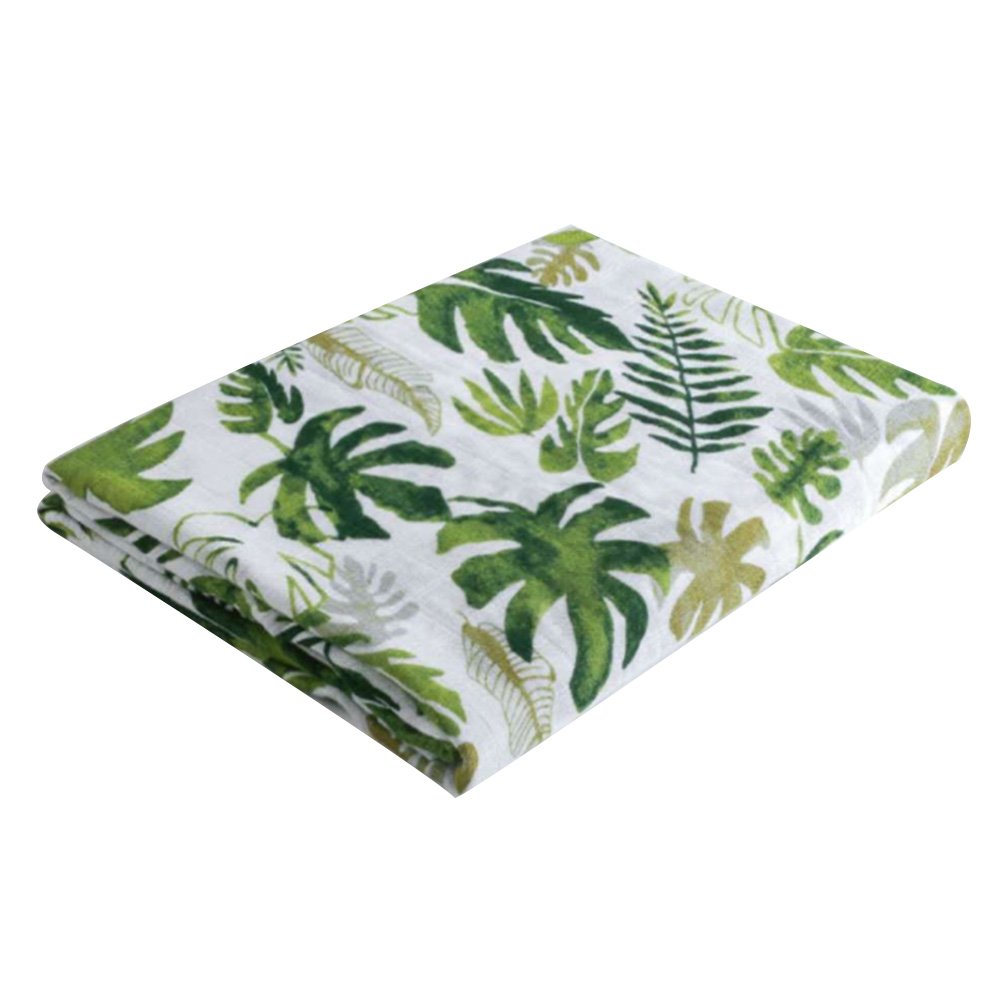 belupai Muslin Swaddle Blankets, 47x47inch Breathable Organic Cotton Gauze Baby Towel Receiving Blanket Perfect for Unisex Babies Shower Gift (Tropical Palm Leaves)