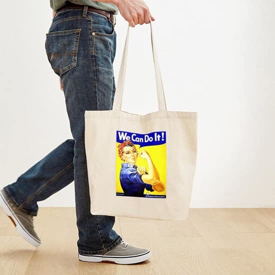 CafePress Rosie The Riveter Tote Bag Natural Canvas Tote Bag, Reusable Shopping Bag